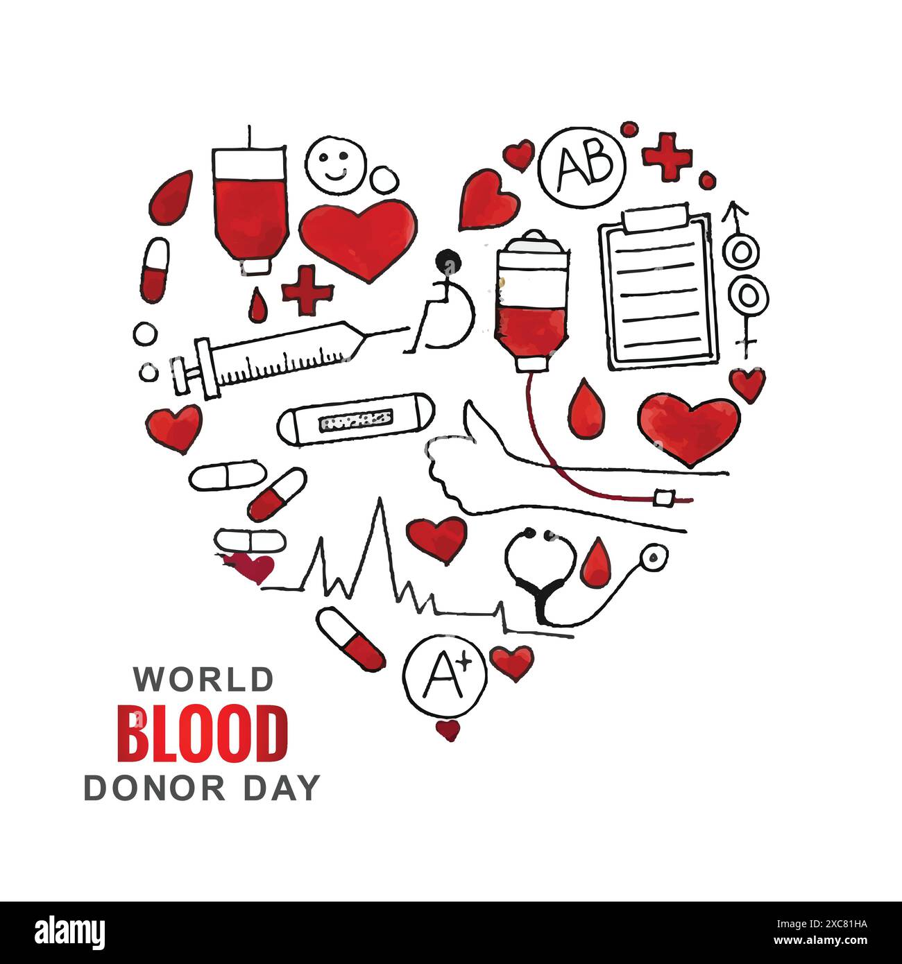 World blood donor day with heart card background Stock Vector Image ...