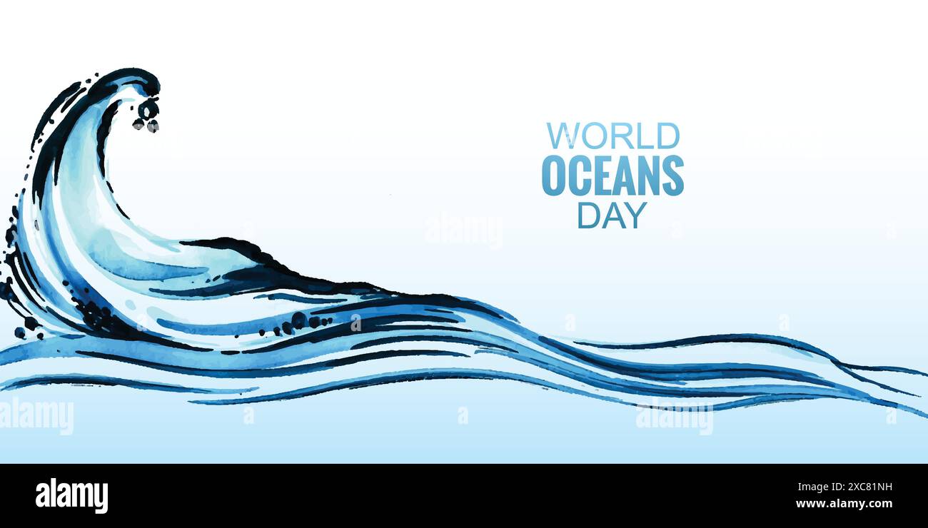 World ocean day celebration sea wave banner design Stock Vector Image ...