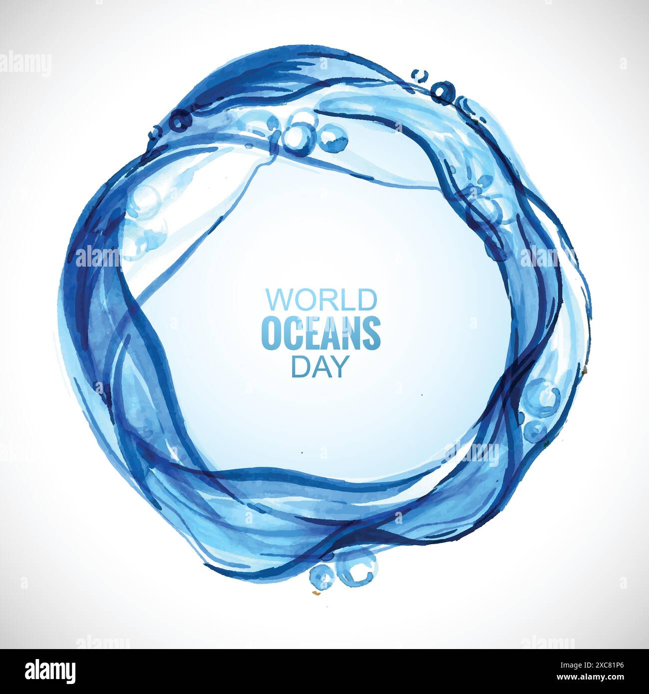 World ocean day celebration sea circular wave background Stock Vector ...