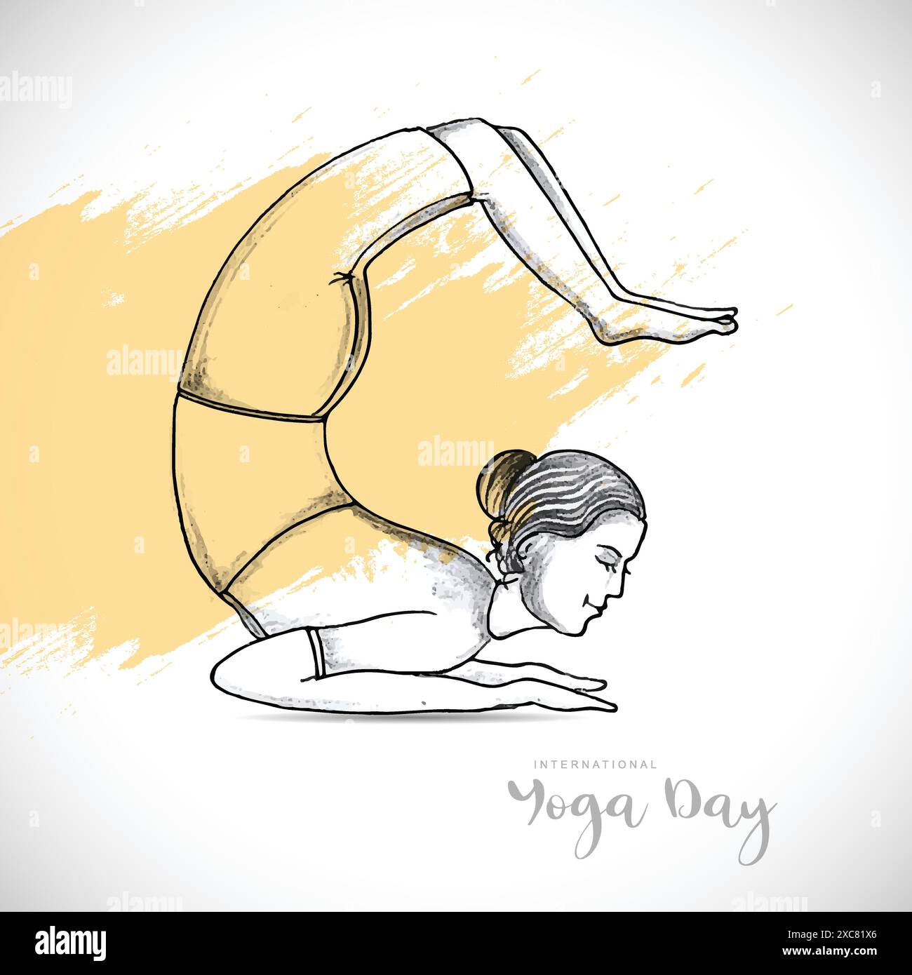 Hand Drawn Yoga Illustrations of postures and poses sketch design Stock ...