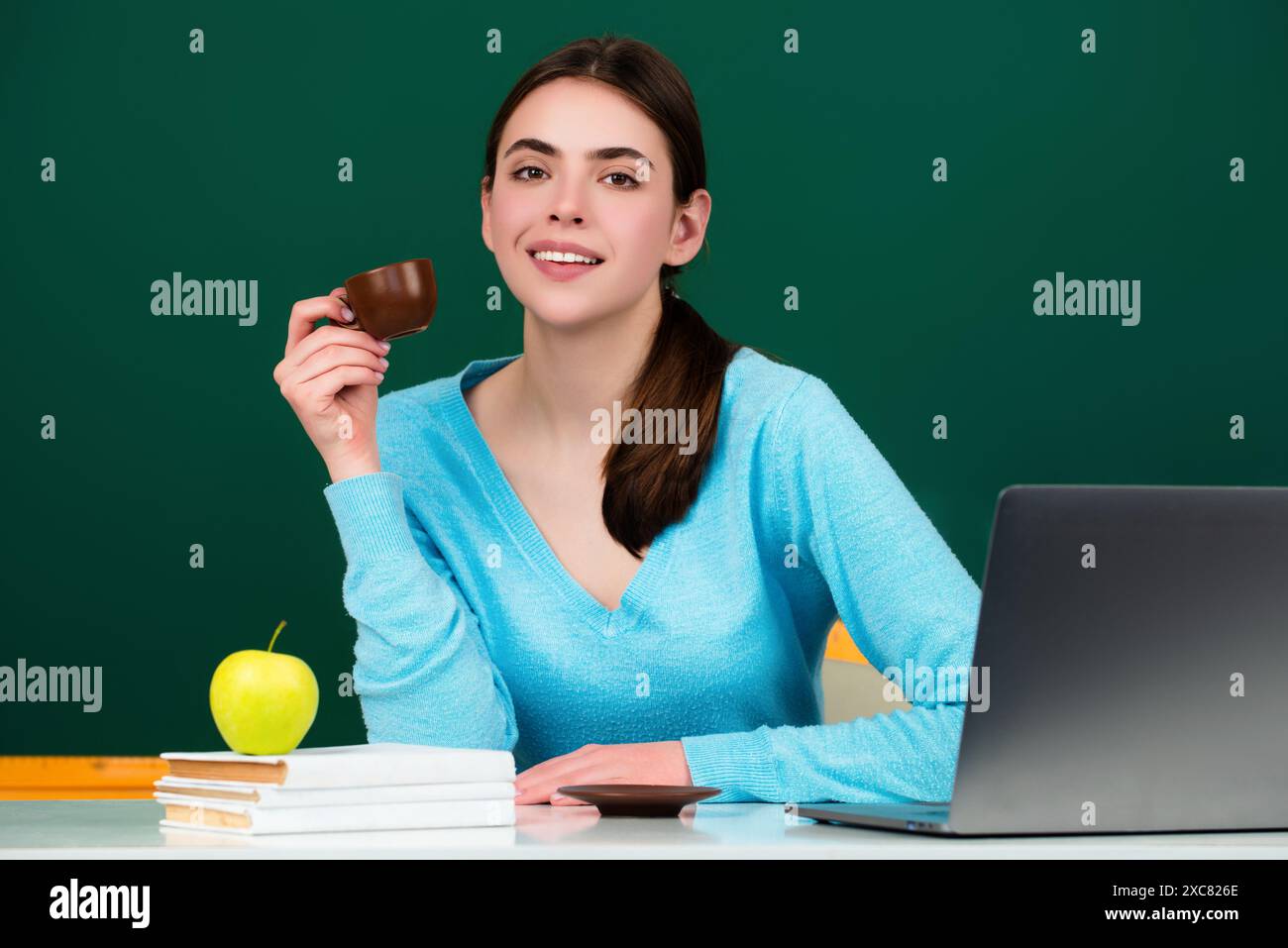 Student girl in classroom. School teenager girl in middle school ...