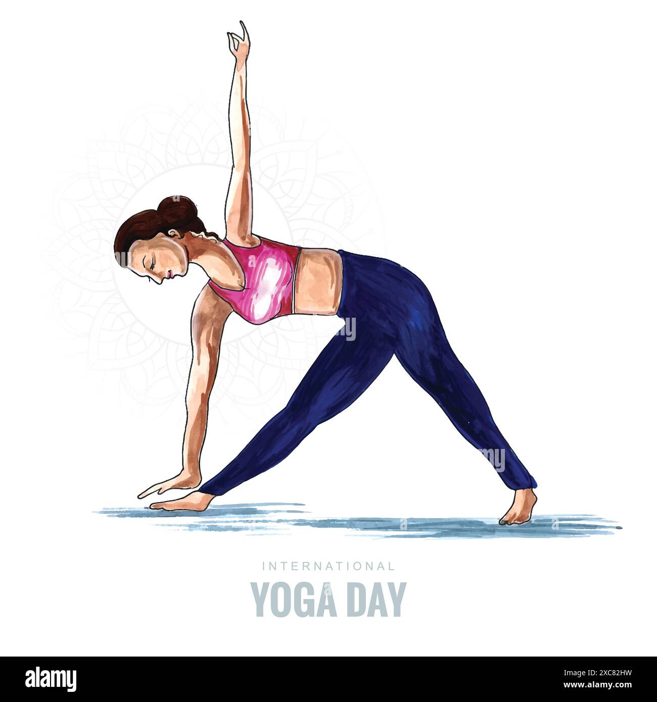 International yoga day on 21st June on woman doing asana background ...
