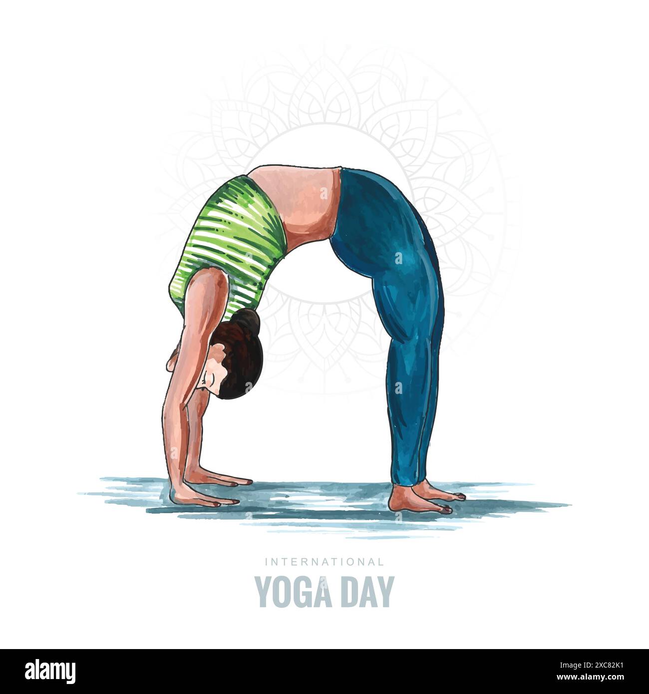 International yoga day on 21st June on woman doing asana background ...