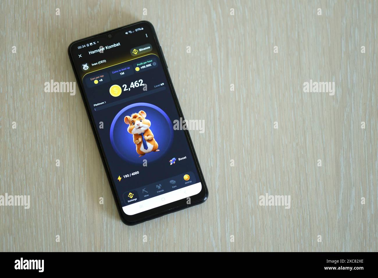 KYIV, UKRAINE - APRIL 20, 2024 Hamster Kombat telegram bot on ...