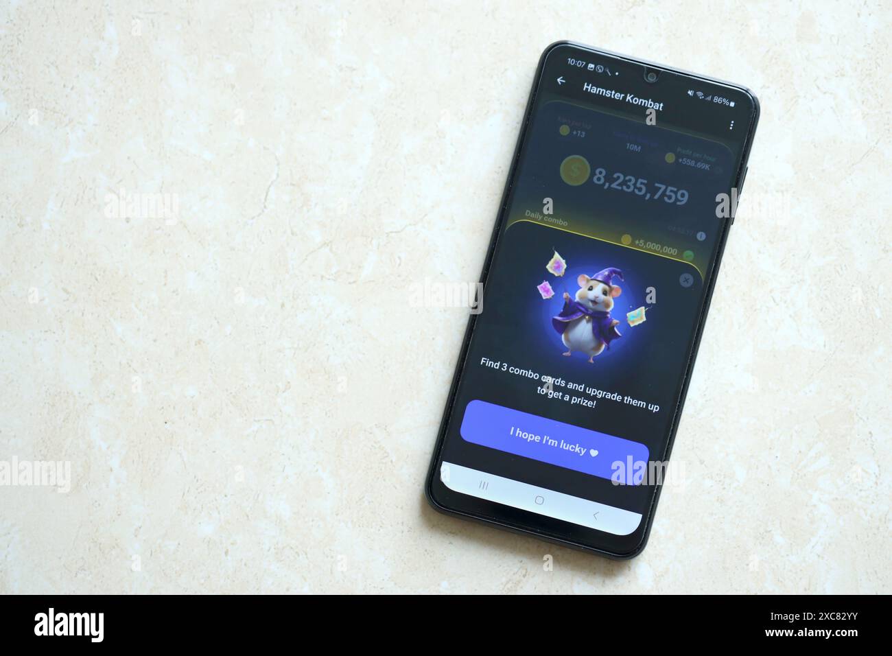 KYIV, UKRAINE - APRIL 20, 2024 Hamster Kombat telegram bot on ...