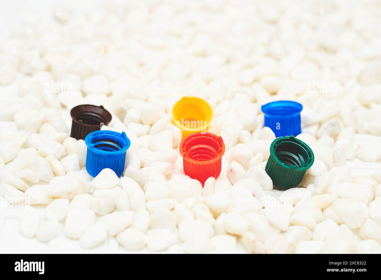 Multi colored caps lids for ketchup, mayonnaise, mustard, sauces Stock ...