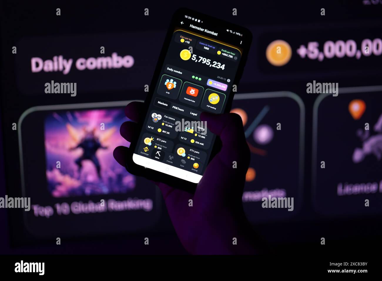 KYIV, UKRAINE - APRIL 20, 2024 Hamster Kombat telegram bot on ...