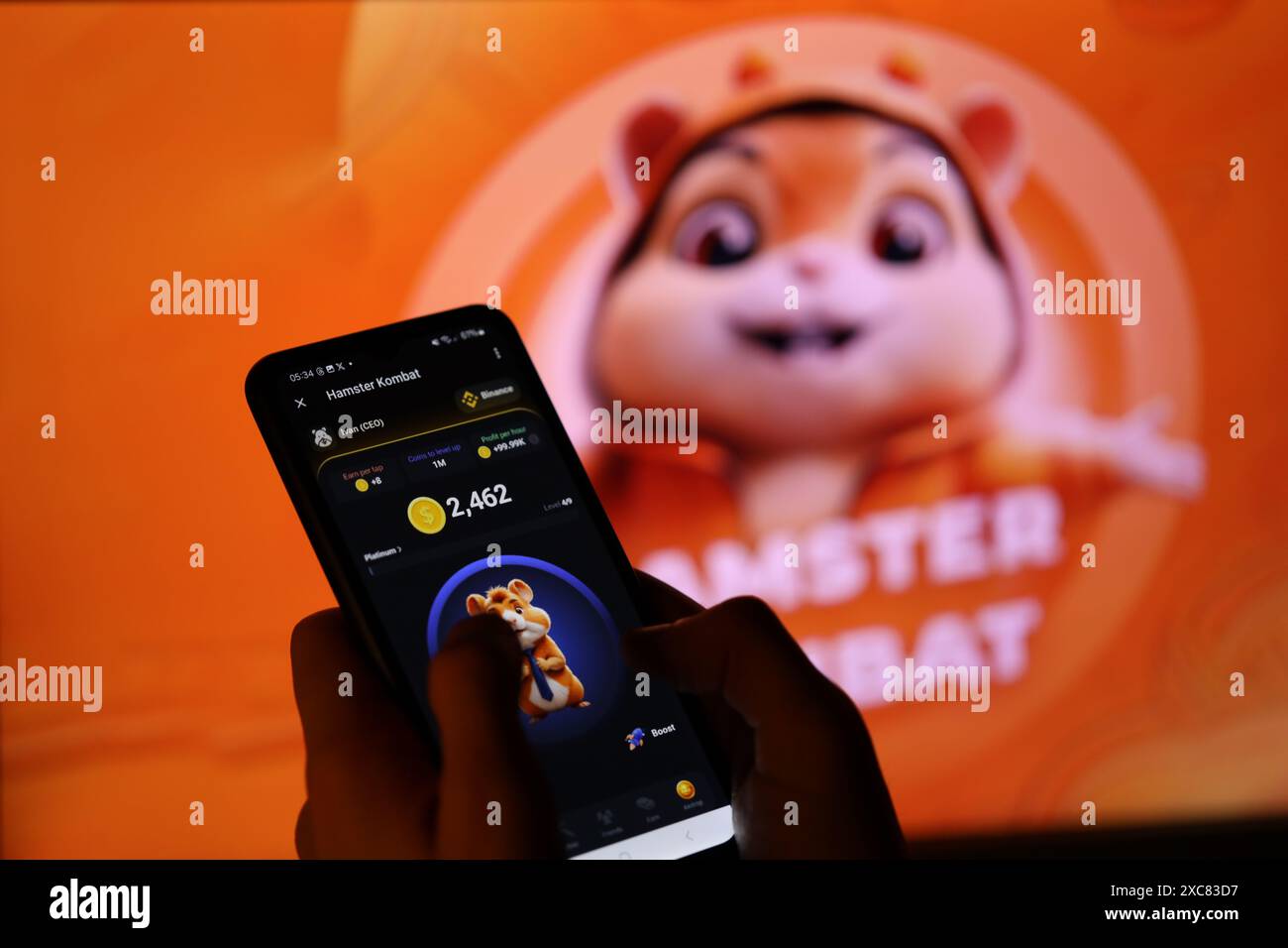 KYIV, UKRAINE - APRIL 20, 2024 Hamster Kombat telegram bot on ...