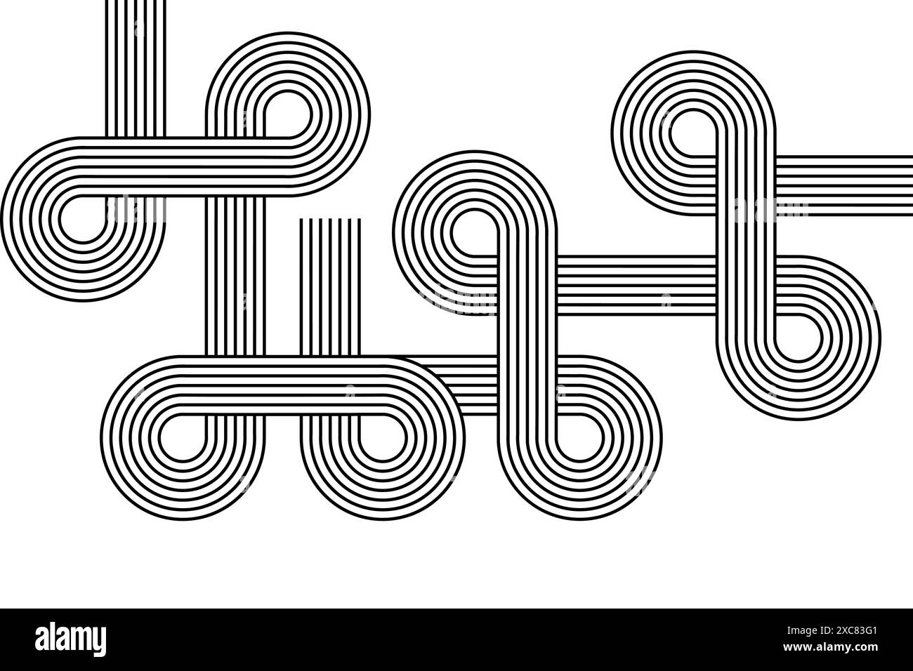 Geometric lines of arches and circles of twisted abstract shapes ...