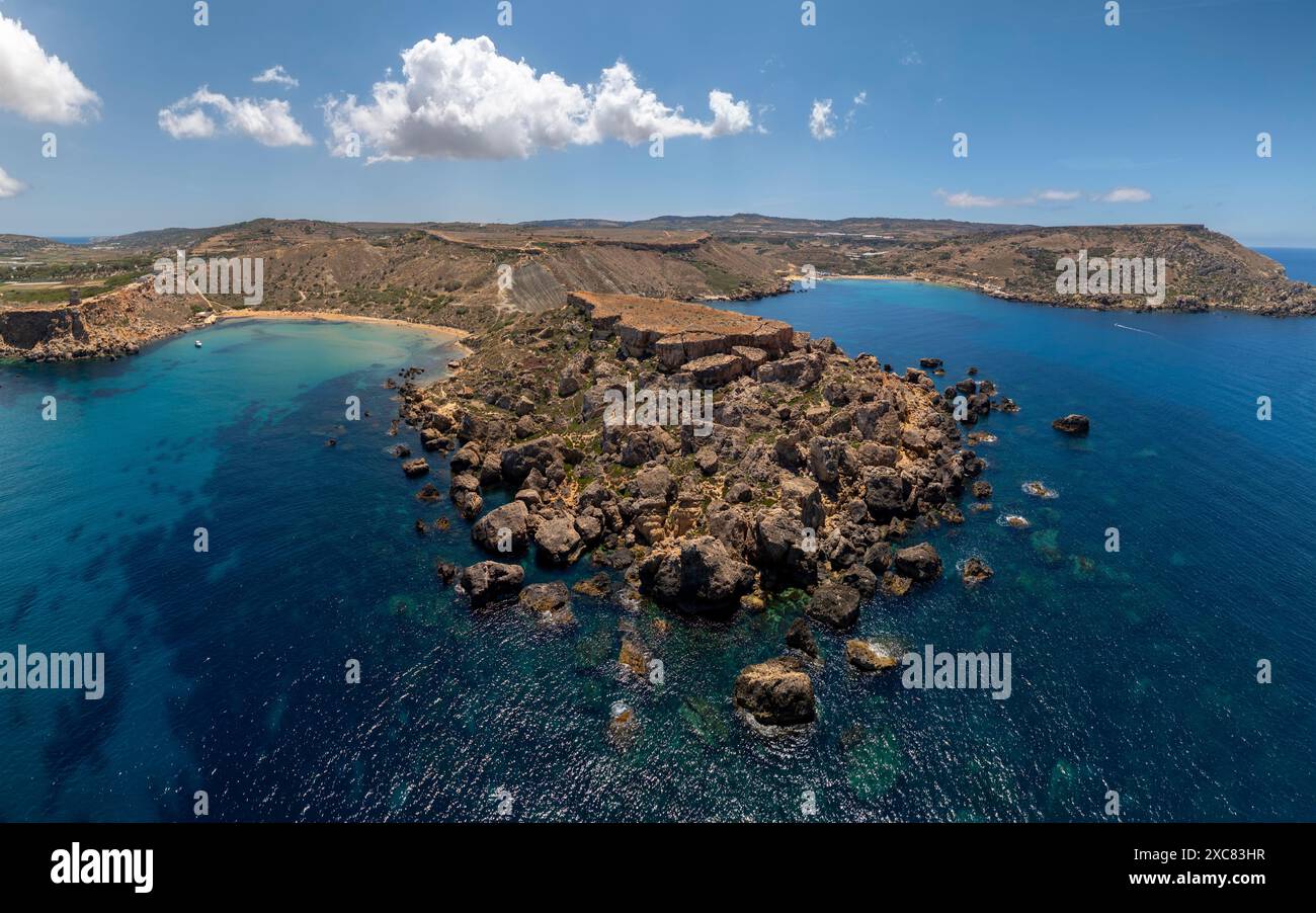 Mgarr, Malta - Panorama of Gnejna bay, the most beautiful beach in ...