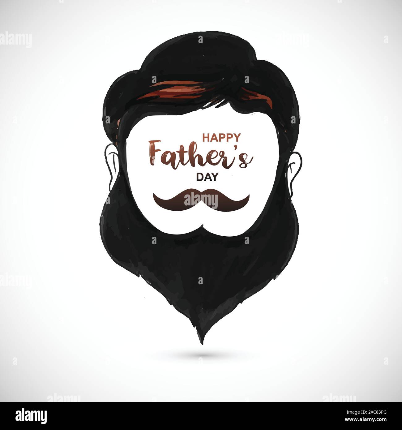 Happy fathers day man face silhouette with beard mustache design Stock ...