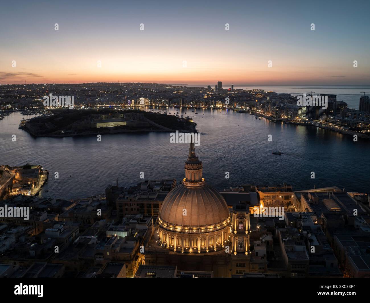 Valletta, Malta - Aerial view of Our Lady of Mount Carmel church, St ...