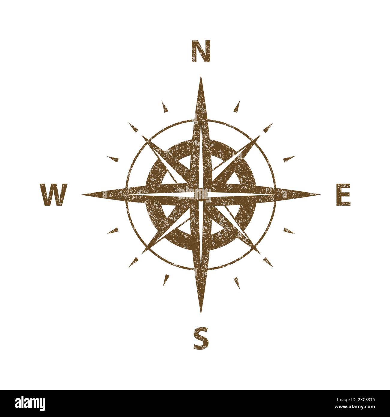 Vector Vintage Wind Rose Symbol, Compass Icon Closeup, Isolated Stock ...