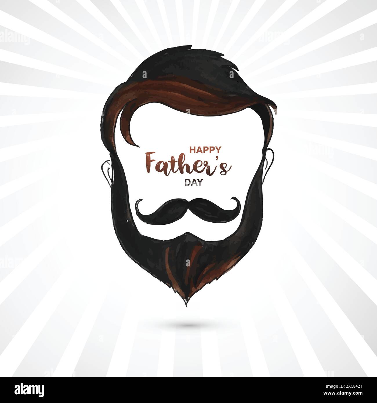 Happy fathers day man face with beard on mustache card design Stock ...