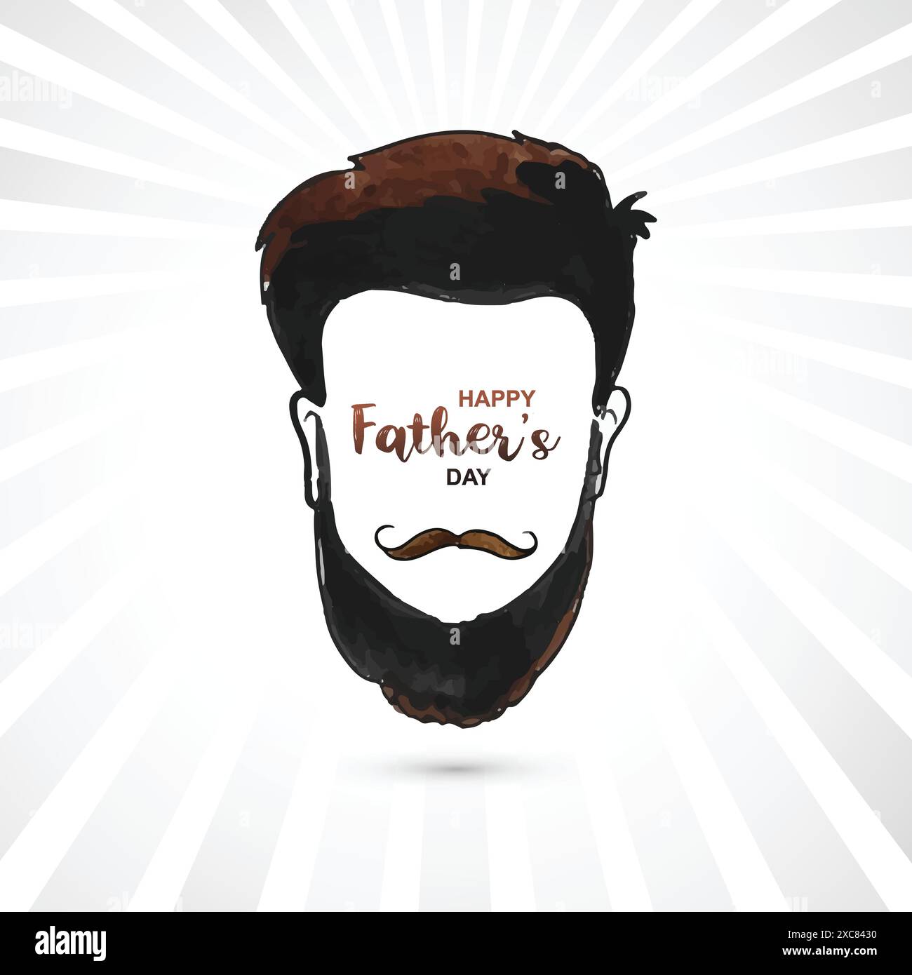 Happy fathers day man face with beard on mustache card design Stock ...