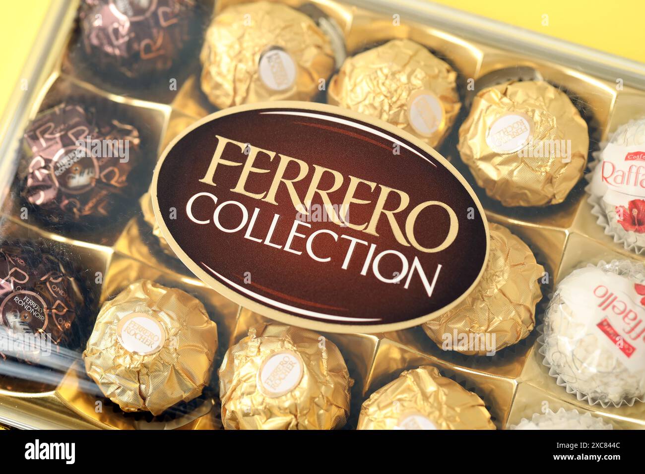 KYIV, UKRAINE - APRIL 20, 2024 Ferrero collection chocolate products ...