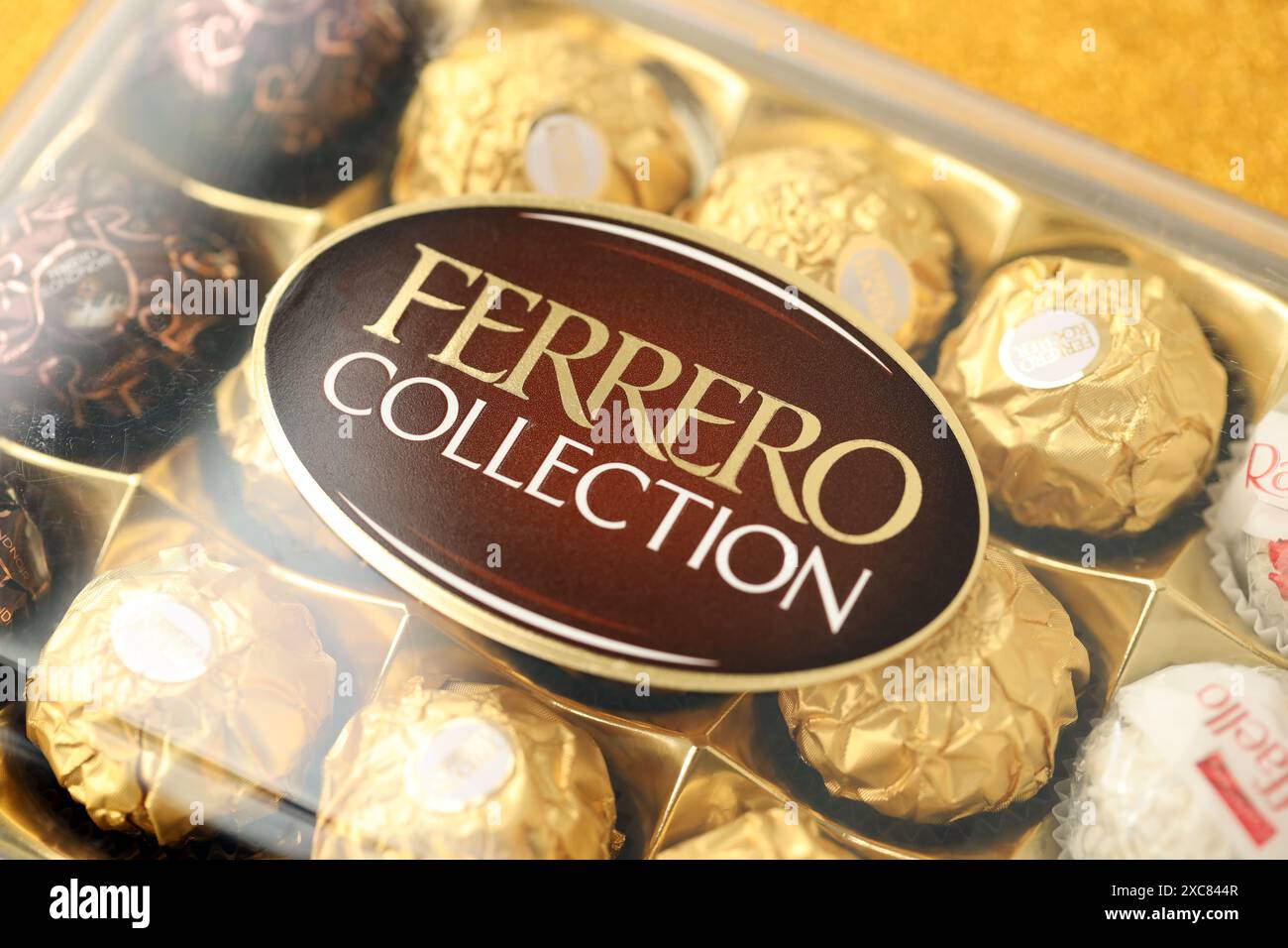 KYIV, UKRAINE - APRIL 20, 2024 Ferrero collection chocolate products ...