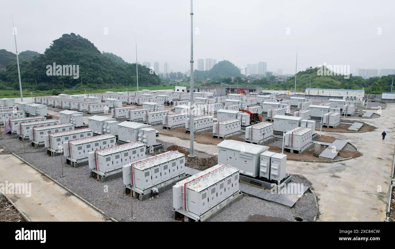 LIUZHOU, CHINA - JUNE 11, 2024 - A centralized energy storage power ...