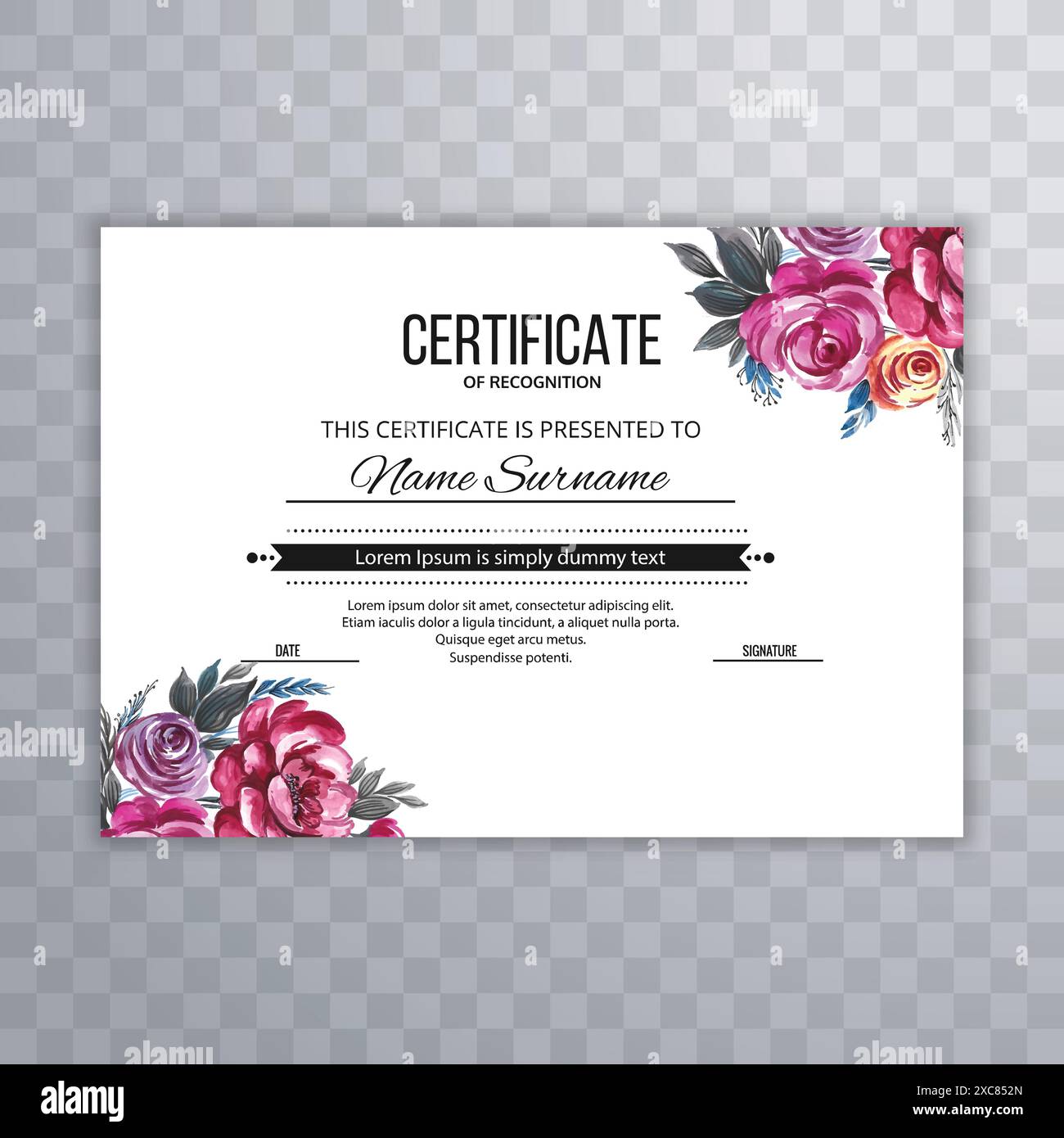 Flower certificate template for achievements graduation diploma design ...