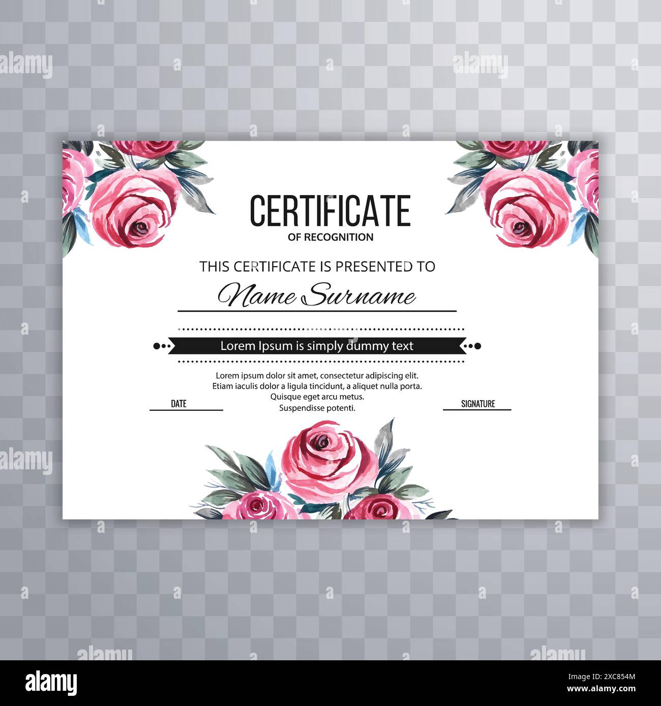 Flower certificate template for achievements graduation diploma design ...