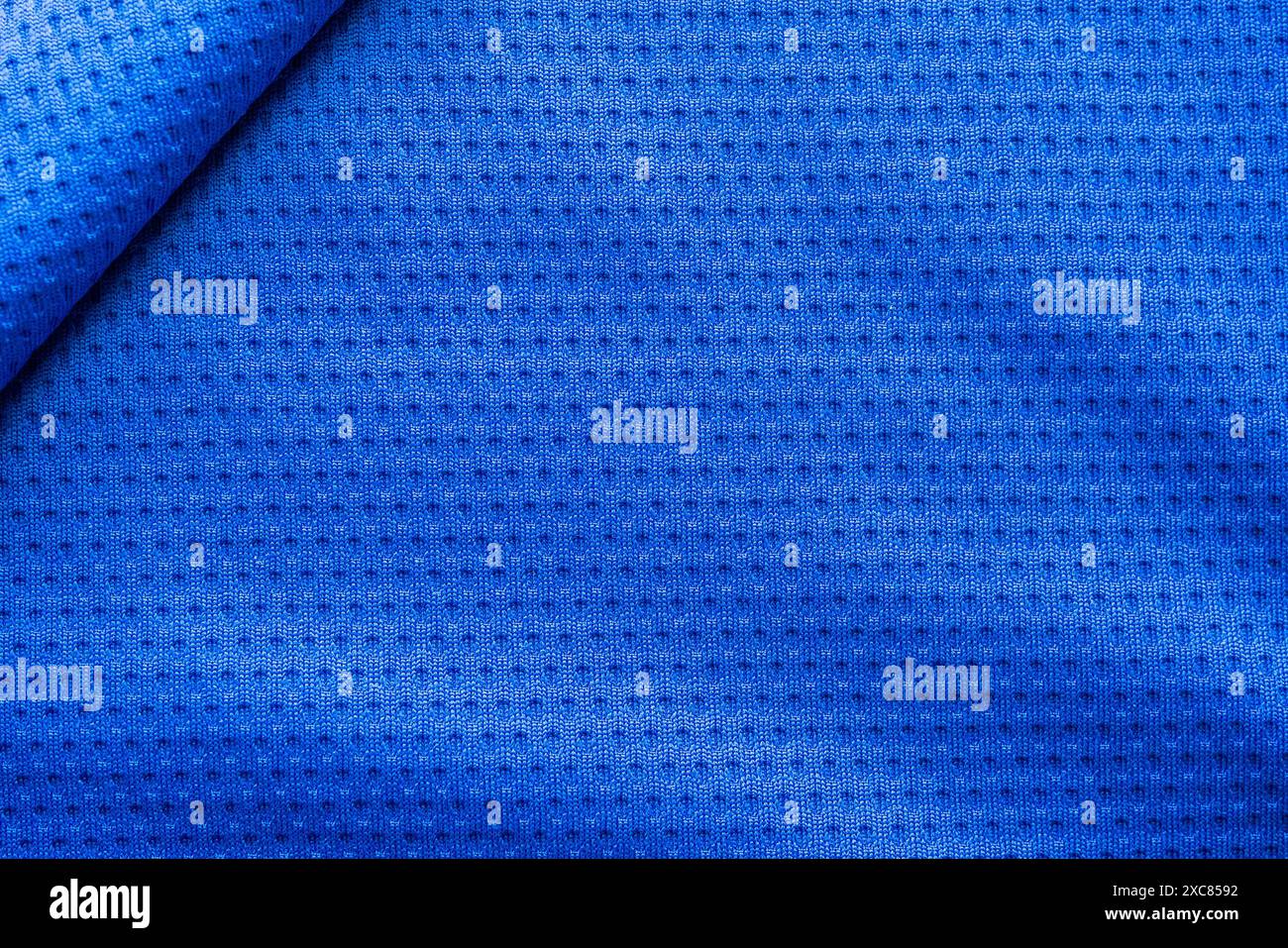 Blue color fabric sport clothing football jersey with air mesh texture ...