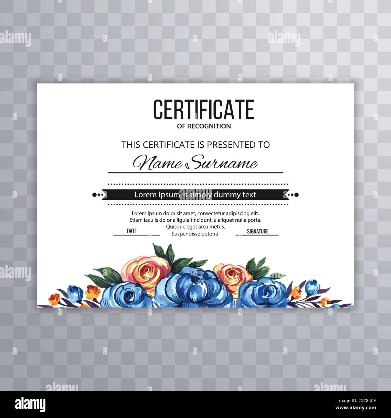 Floral certificate diploma template card design Stock Vector Image ...