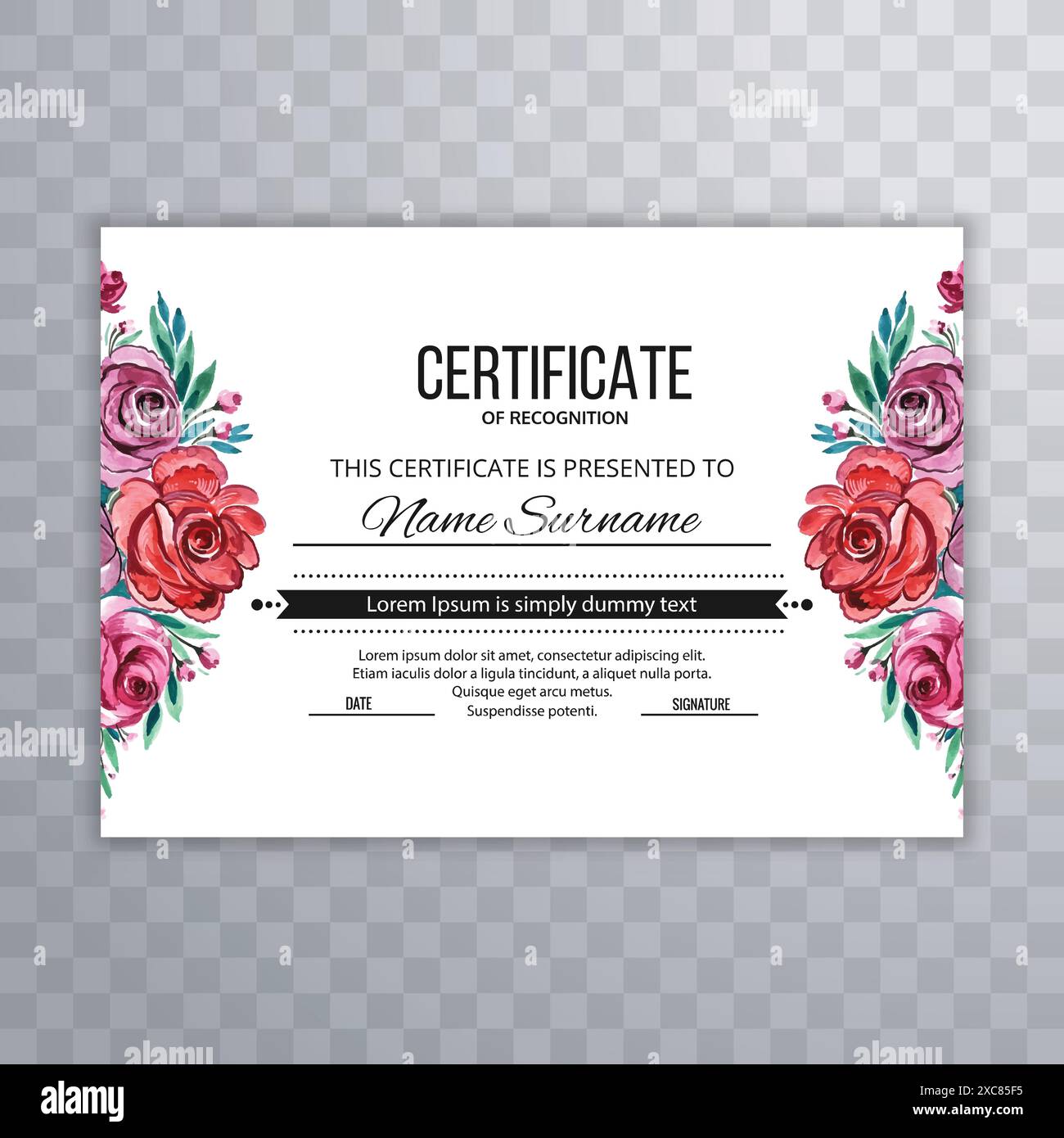 Beautiful flower certificate template for achievements diploma design ...