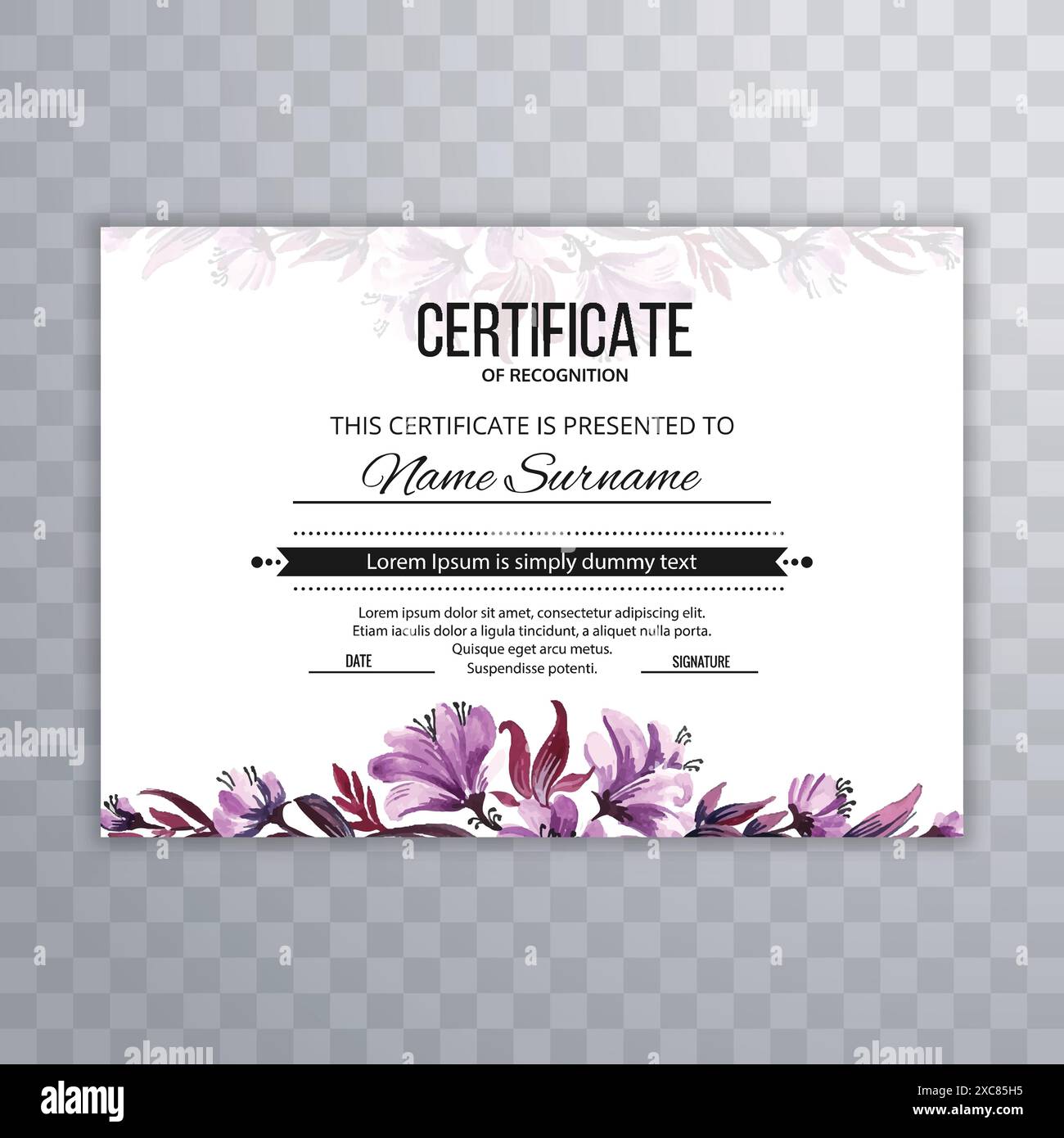 Beautiful flower certificate template for achievements diploma design ...
