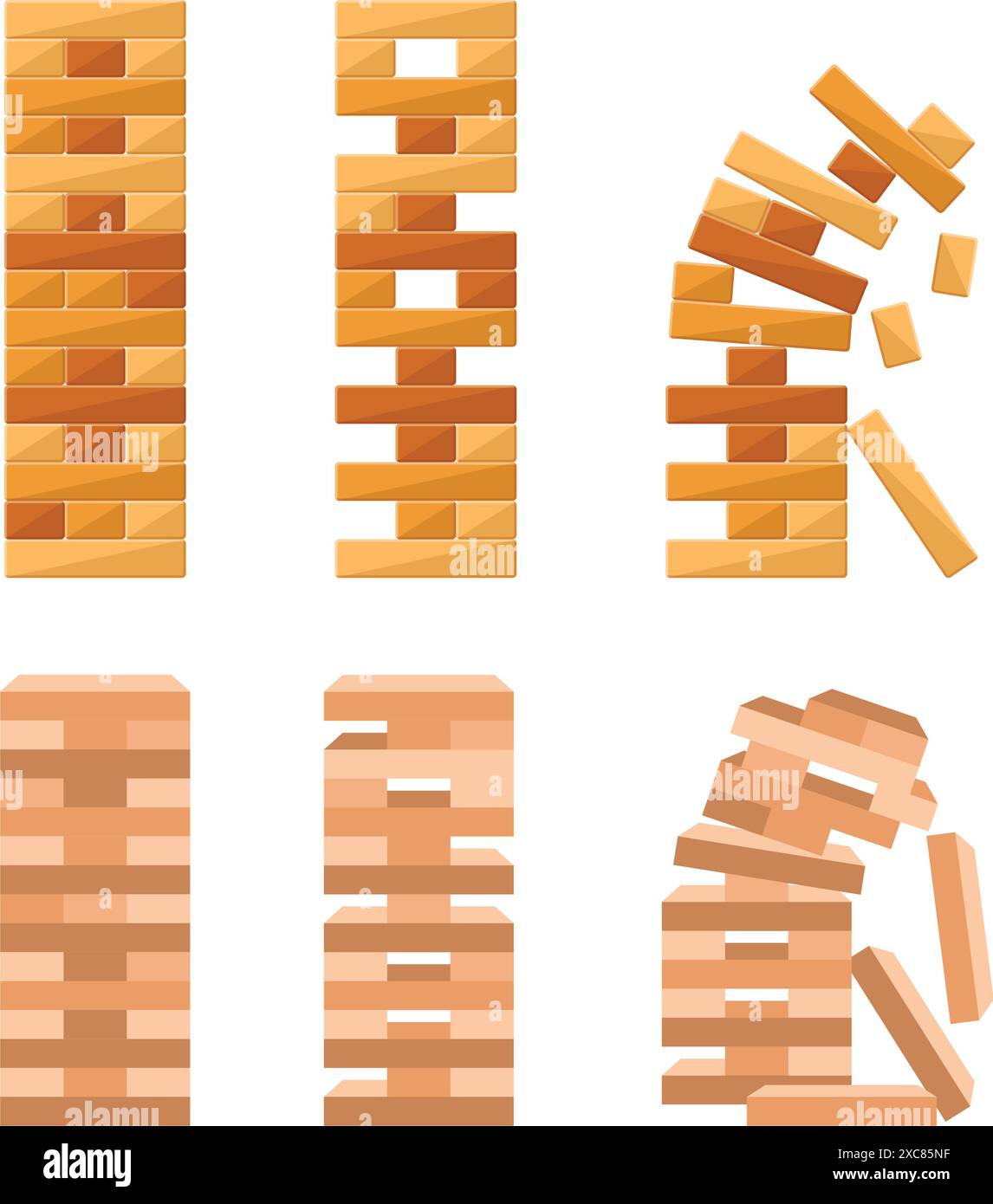 Tower games for kids icon in flat style. Wooden block puzzle vector ...