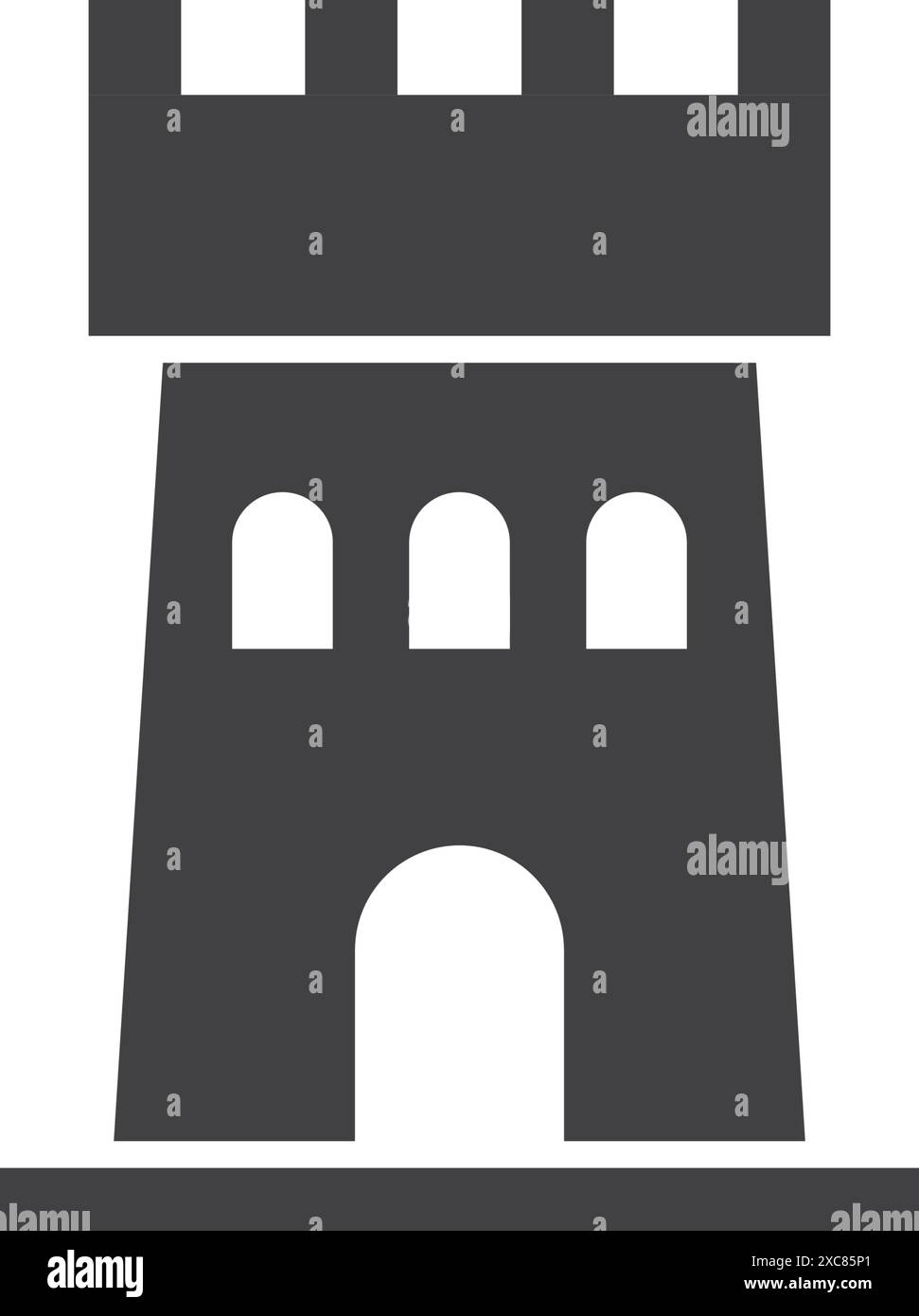 Castle tower icon in flat style. Medieval citadel vector illustration ...