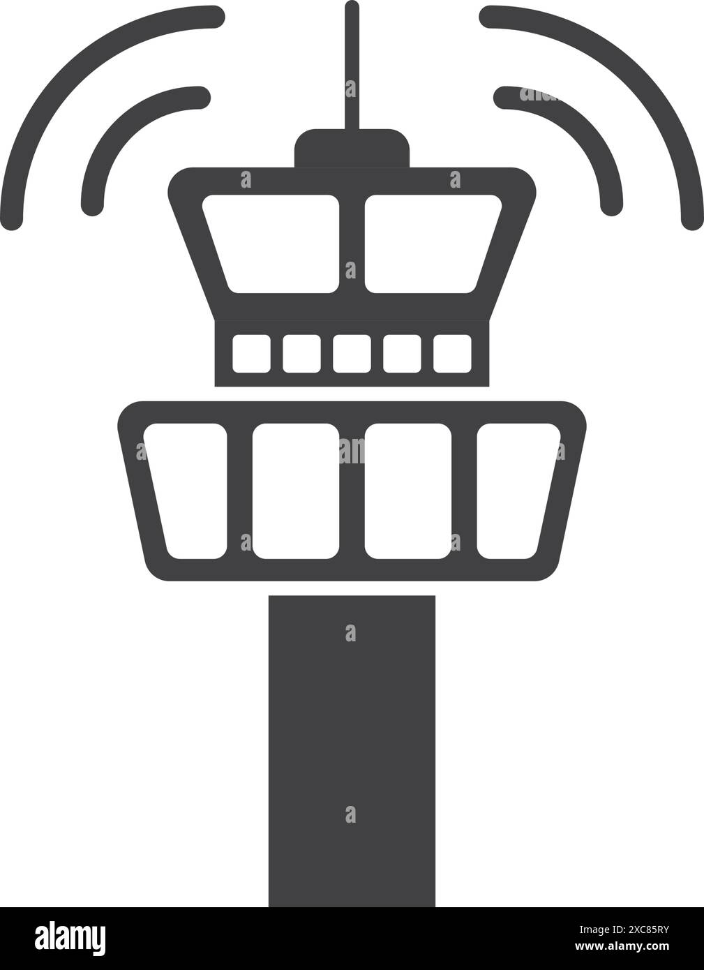 Flight control tower icon in flat style. Navigation monitor vector ...