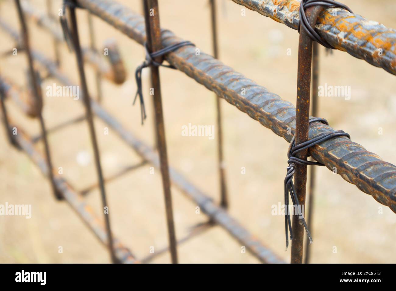 New House building construction site with rebar steel to reinforced ...