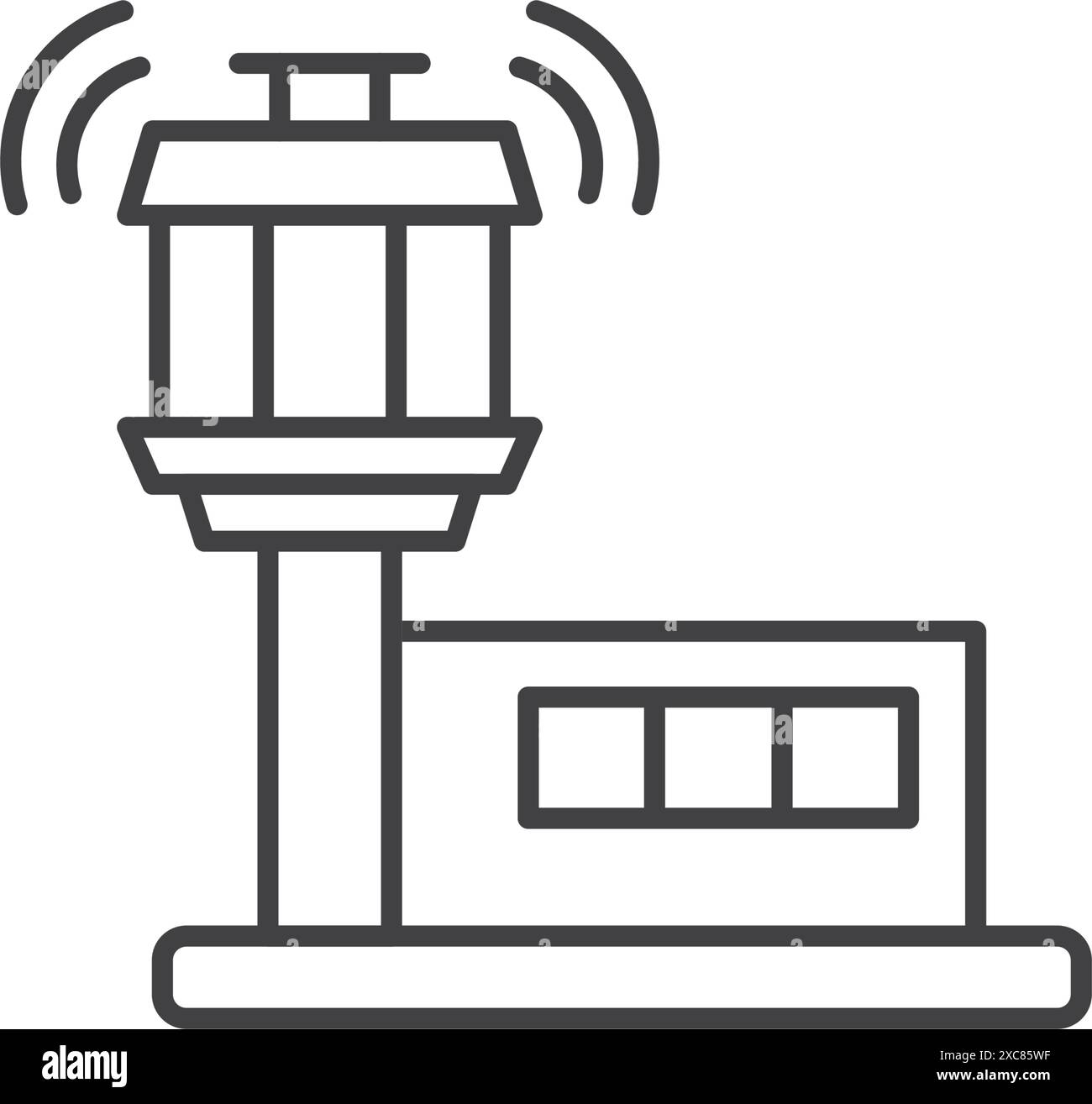 Flight control tower icon in flat style. Navigation monitor vector ...