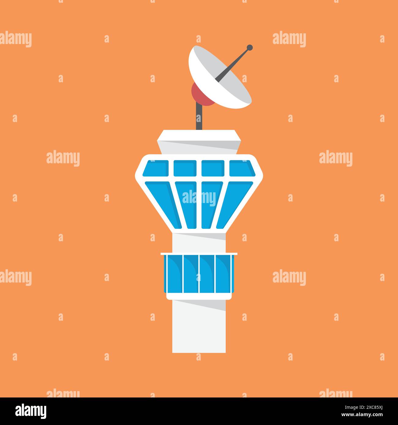 Flight control tower icon in flat style. Navigation monitor vector ...