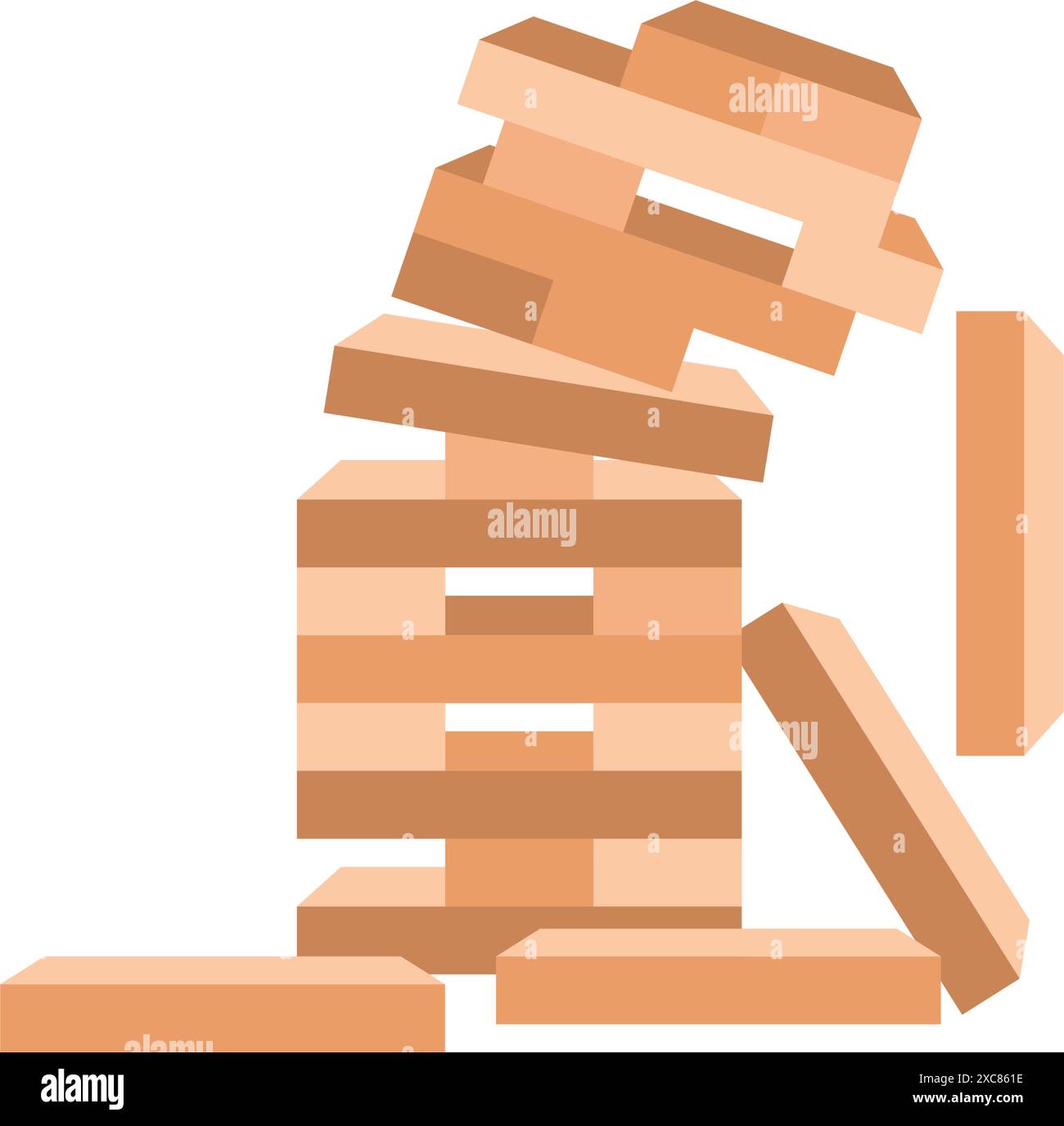 Tower games for kids icon in flat style. Wooden block puzzle vector ...