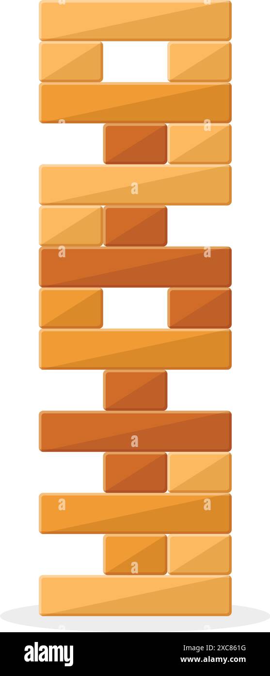 Tower games for kids icon in flat style. Wooden block puzzle vector ...