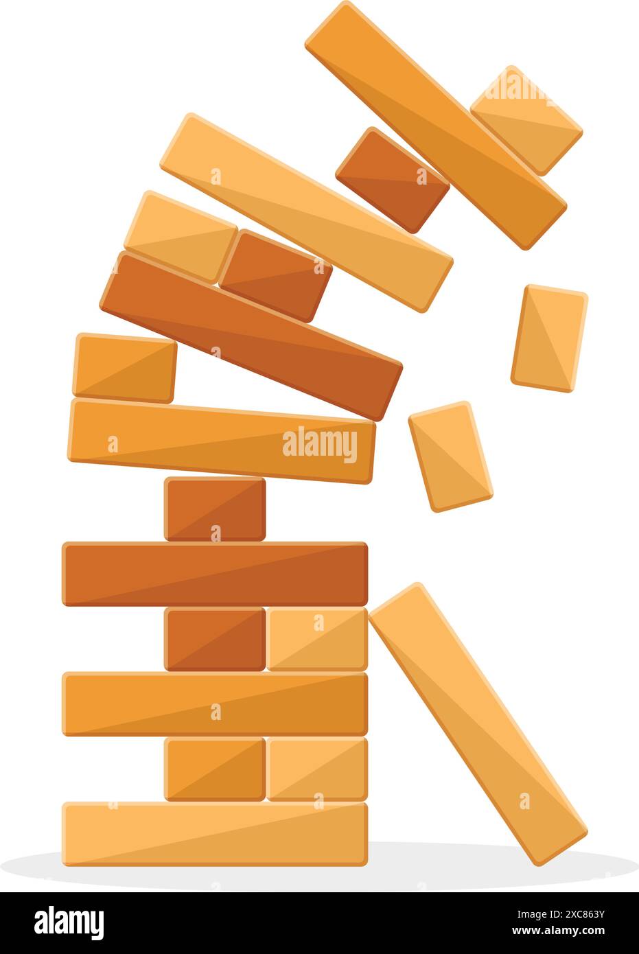 Tower games for kids icon in flat style. Wooden block puzzle vector ...