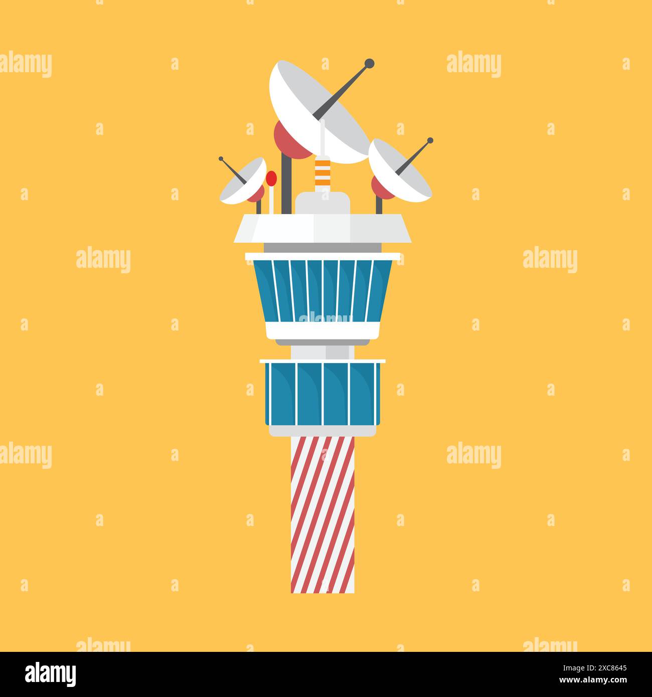 Flight control tower icon in flat style. Navigation monitor vector ...