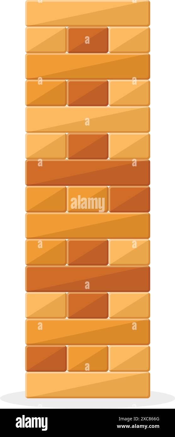 Tower games for kids icon in flat style. Wooden block puzzle vector ...