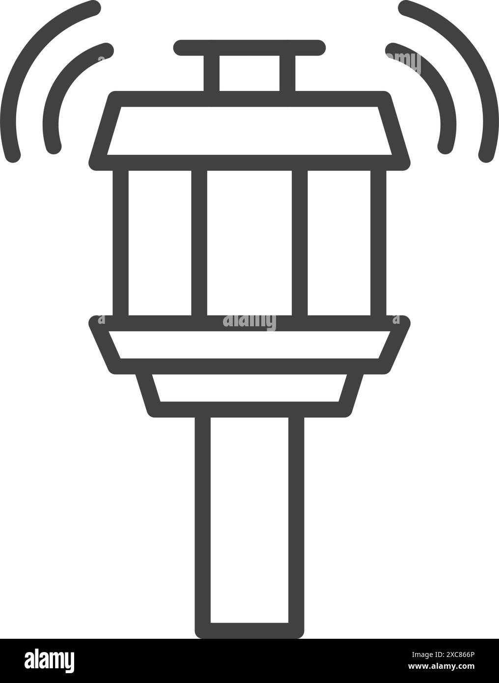 Flight control tower icon in flat style. Navigation monitor vector ...