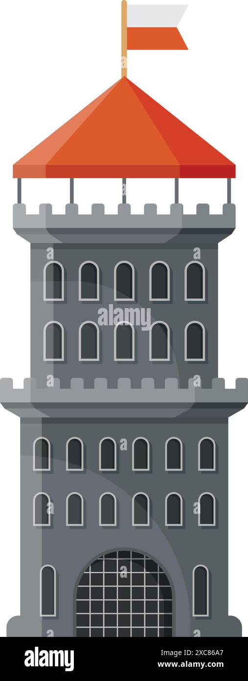 Castle tower icon in flat style. Medieval citadel vector illustration ...