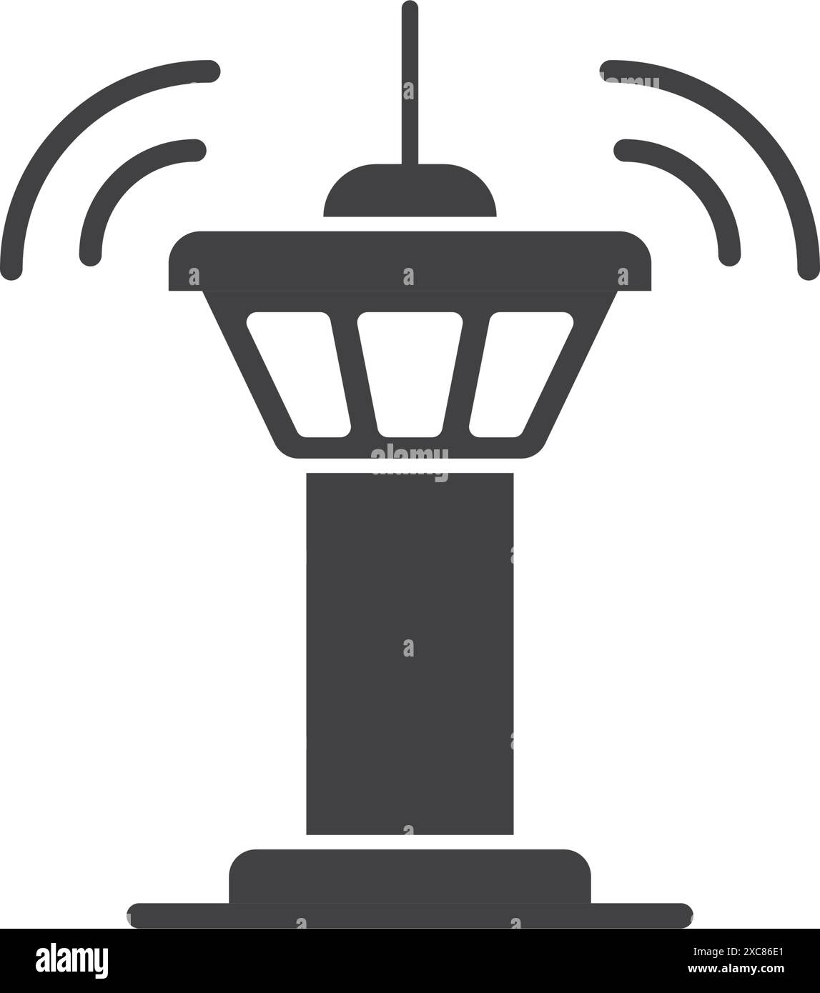 Flight control tower icon in flat style. Navigation monitor vector ...