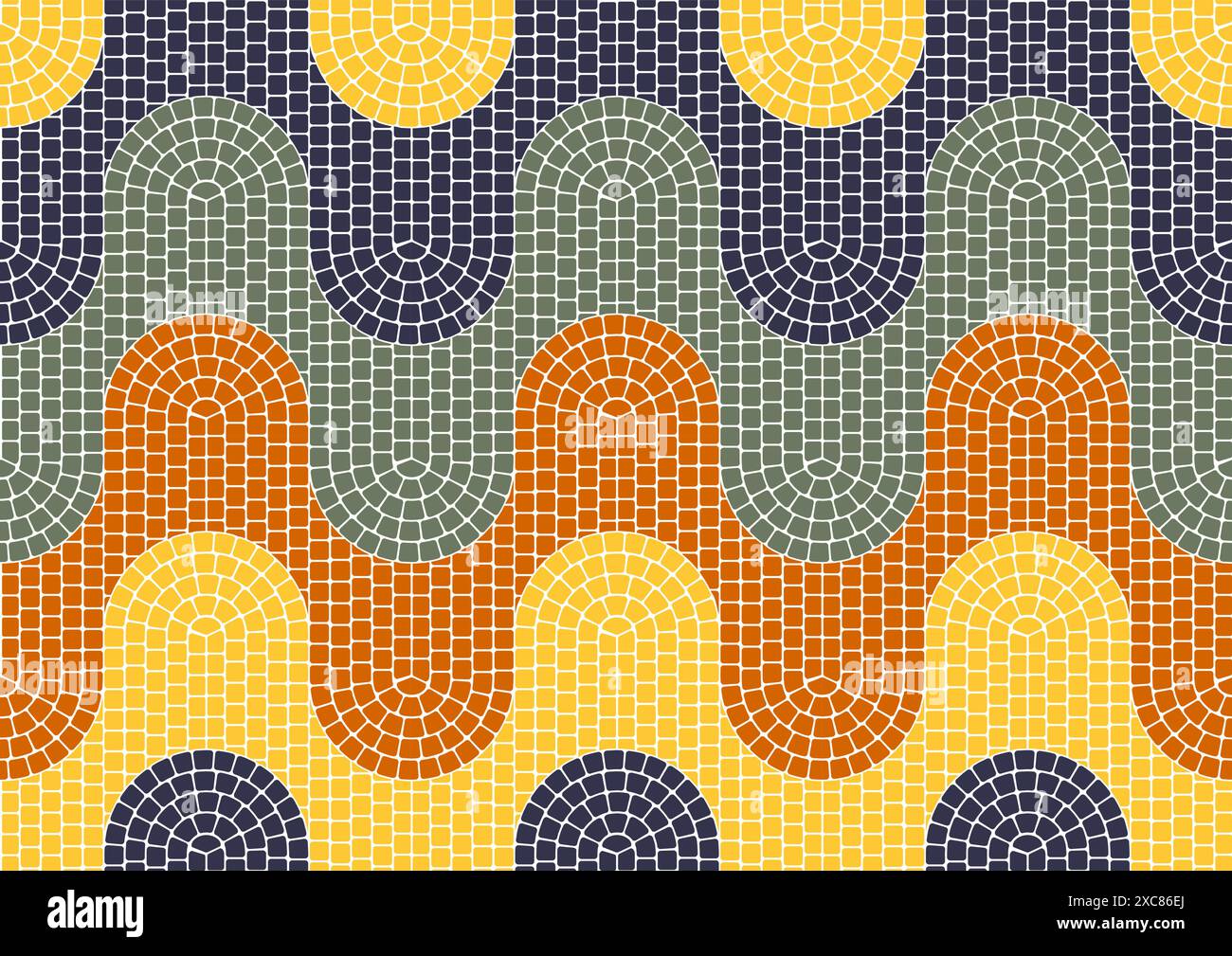 Sidewalk paving tile seamless pattern with waves tessellation ...