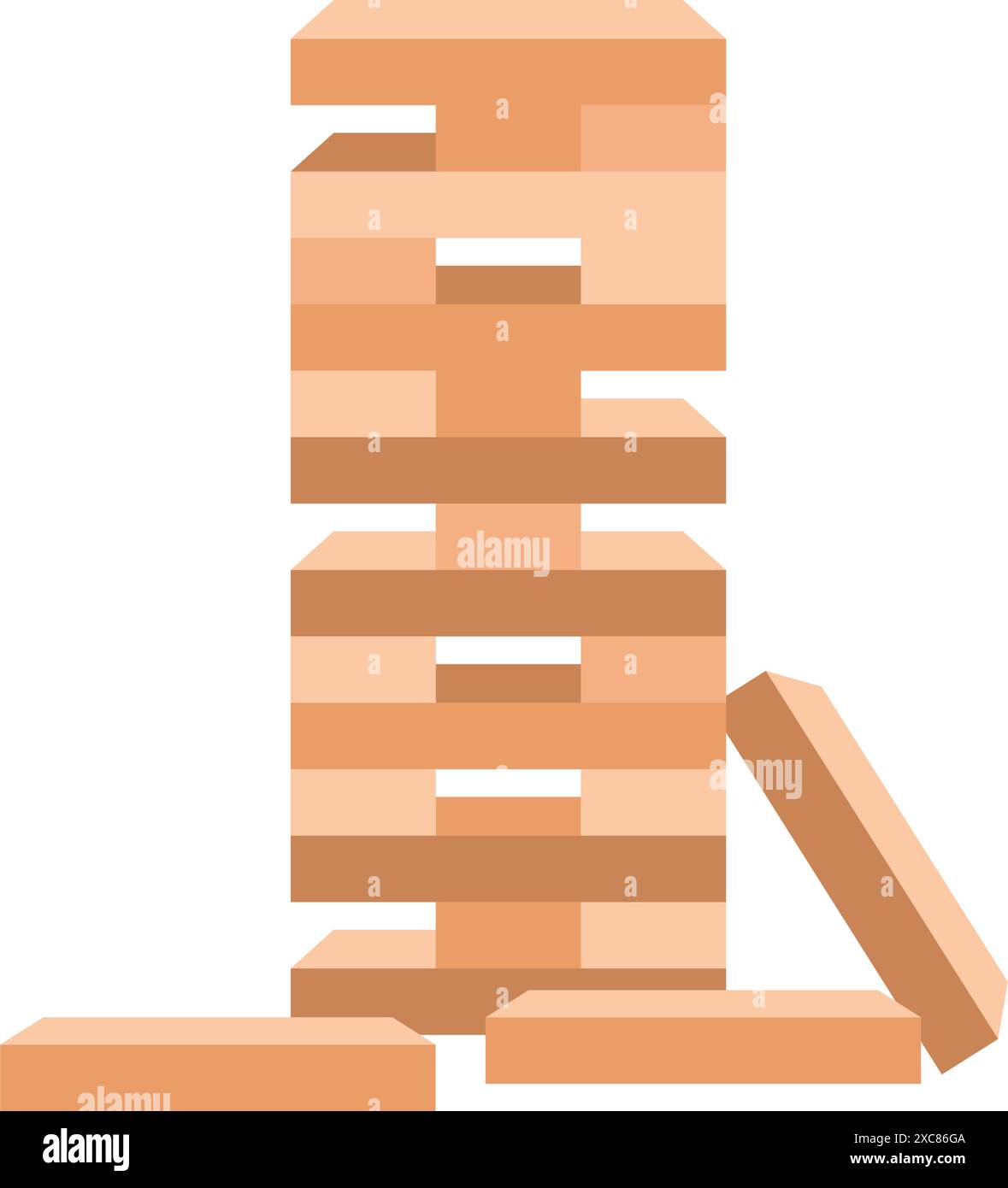 Tower games for kids icon in flat style. Wooden block puzzle vector ...