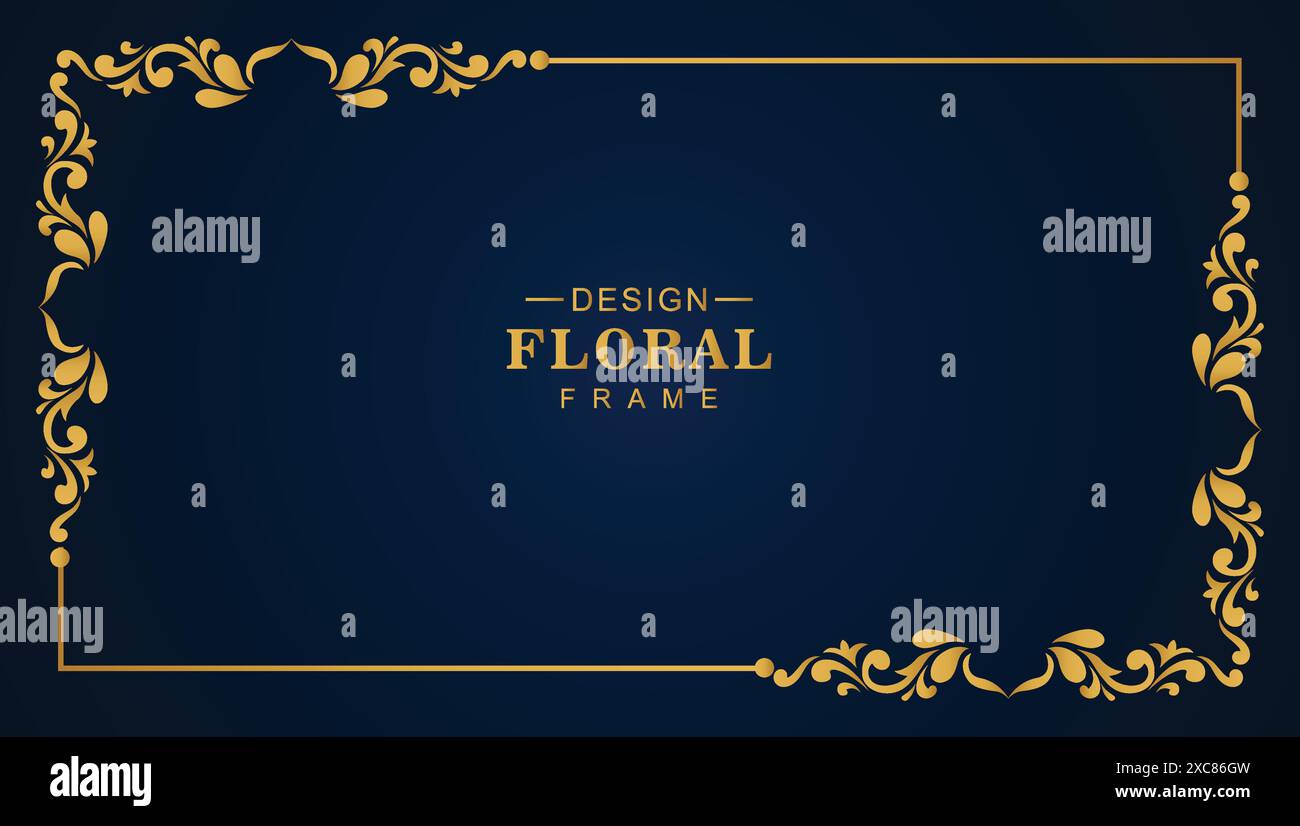 Modern golden floral frame border banner background Stock Vector Image ...