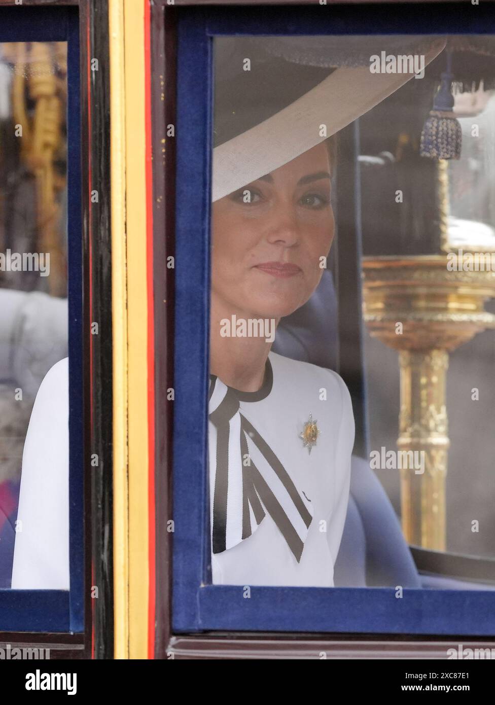 The Princess of Wales smile to the crowd as she travels along The Mall ...