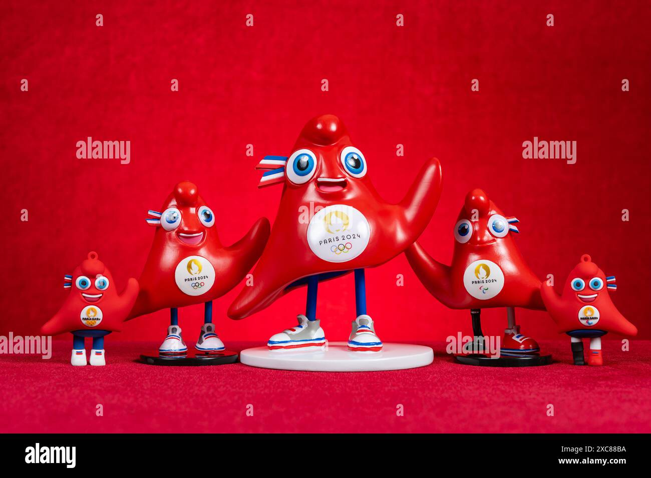 ZHONGSHAN China-June 15 2024: differenent sizes 2024 Paris Olympic ...