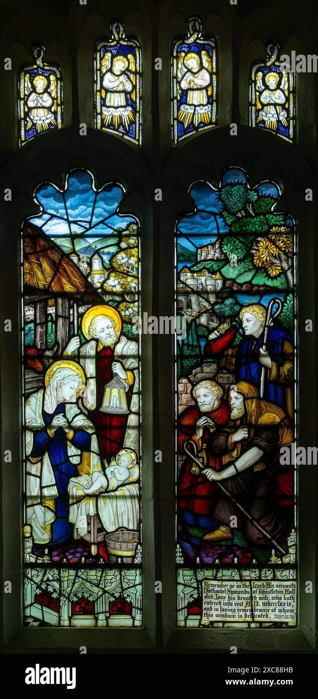 Stained glass window of Nativity by Charles Eamer Kempe, church of ...