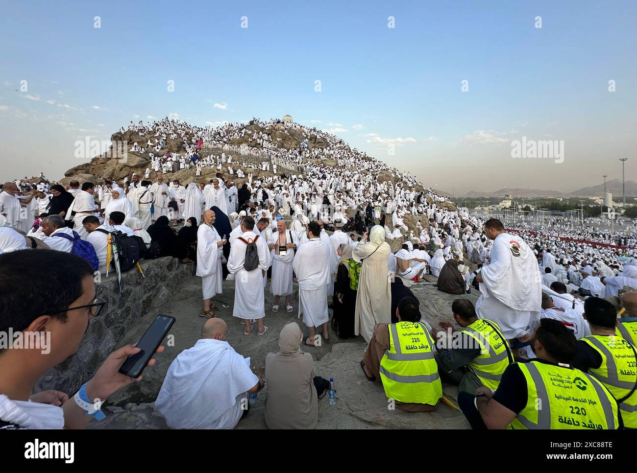 Muslim pilgrims pray at dawn on Saudi Arabia s Mount Arafat, also known ...