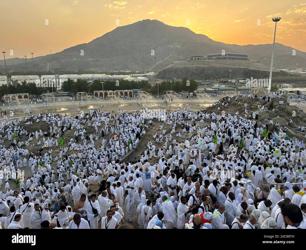 Muslim pilgrims pray at dawn on Saudi Arabia s Mount Arafat, also known as Jabal al-Rahma or ...